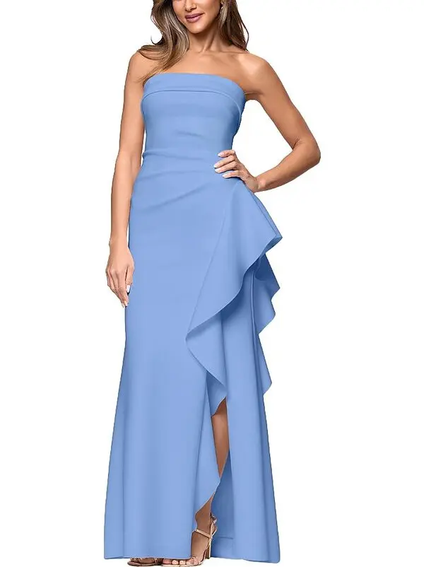 Aqua Scuba Strapless Gown - Slate