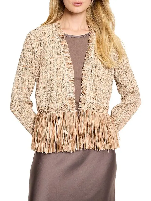 NIC+ZOE Fringe Knit Jacket - Neutral Multi