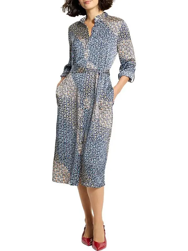 NIC+ZOE Blair Monogram Mix Shirtdress - Blue Multi