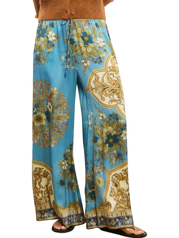 ALEMAIS Cassie Silk Brocade Pants - Blue