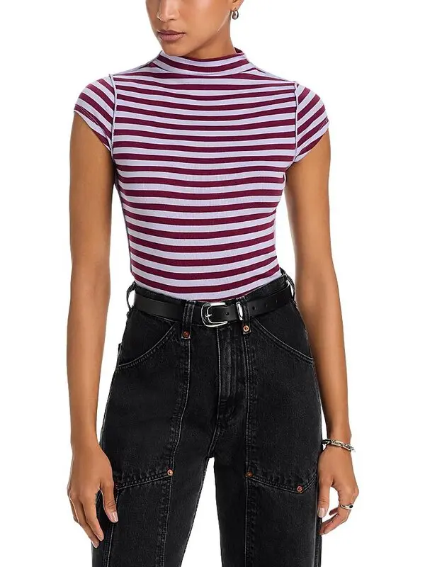 Free People We The Free Lola Stripe Tee - Violet Heather