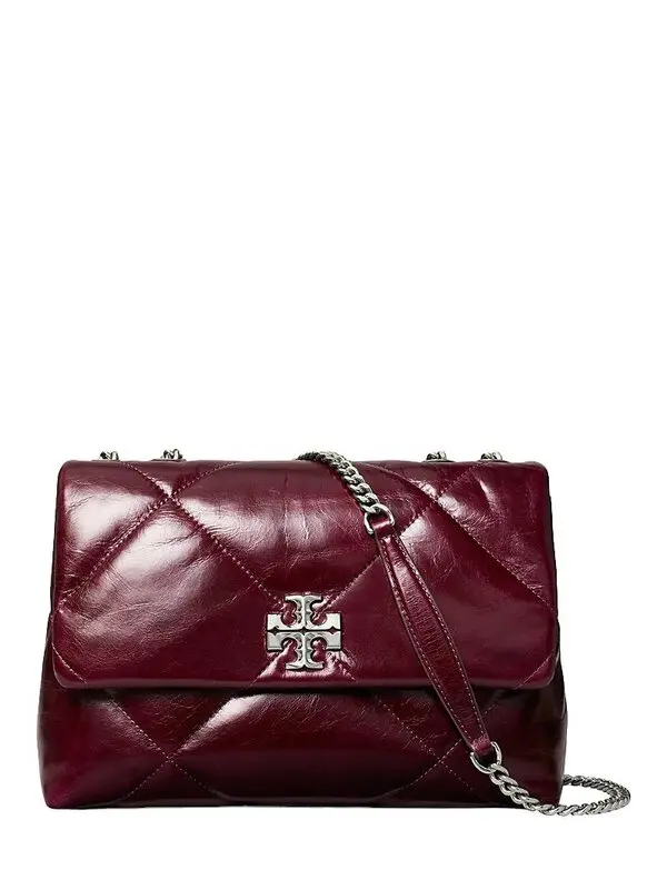 Tory Burch Kira Diamond Quilted Shoulder Bag - Dark Carmine/silver