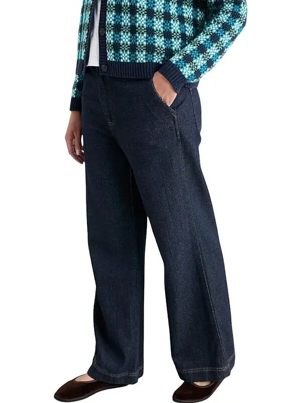 SEASALT CORNWALL Sennen Cove Wide Leg Jeans - Dark Wash Grain