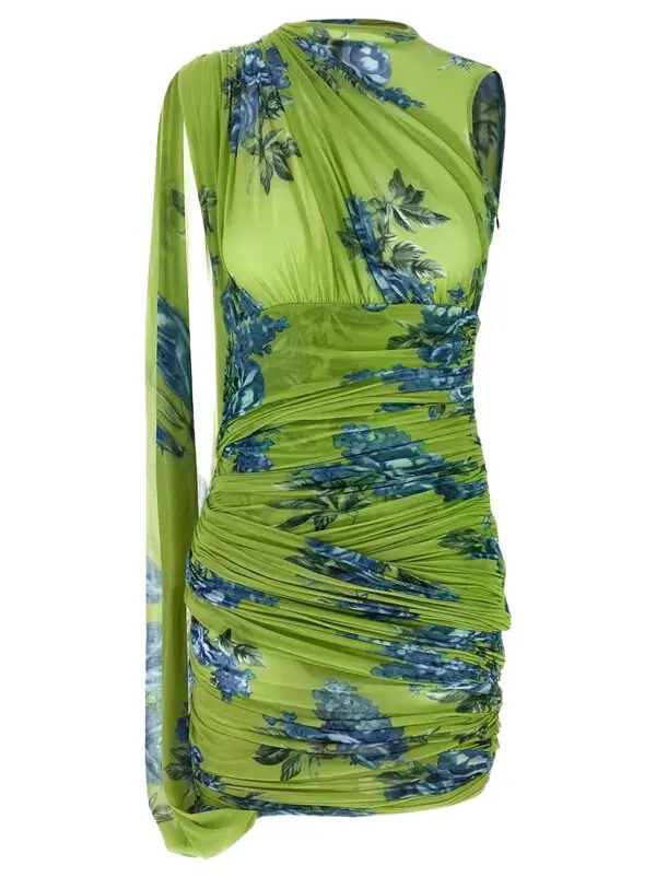 Magda Butrym Floral-print Draped Mini Dress - Green