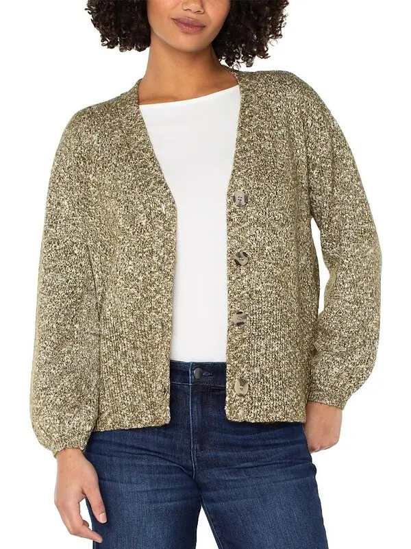 LIVERPOOL Melange Cardigan - Olive Melange
