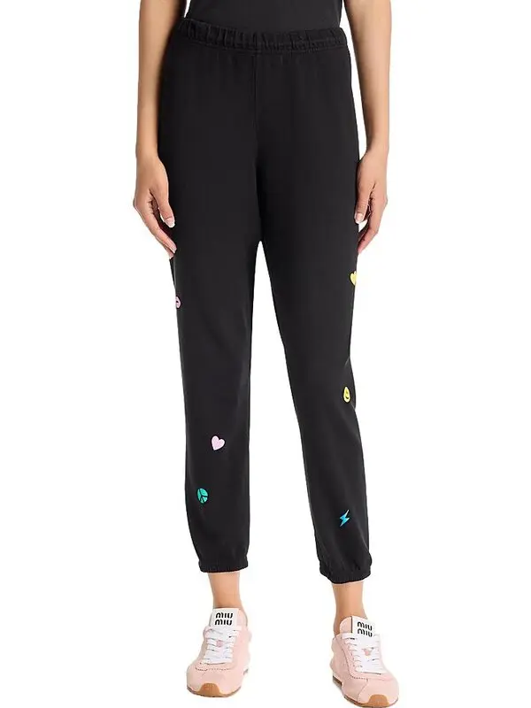 Aqua Avery Cropped Sweatpants - Black