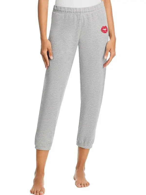 Aqua Avery Cropped Sweatpants - Heather Grey