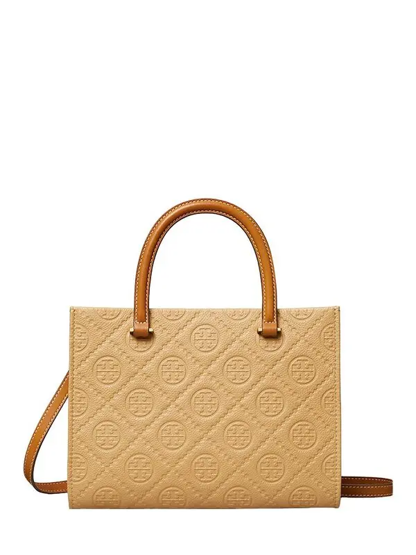 Tory Burch T Monogram Soft Pebble Tote - Biscotti