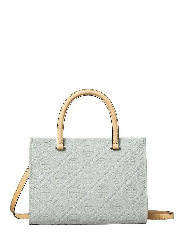 Tory Burch T Monogram Soft Pebble Tote - Light Titanium