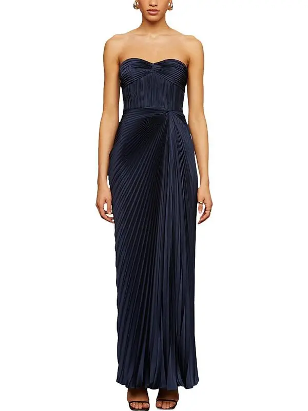 AMUR Joyceanne Plisse Gown - Deep Indigo