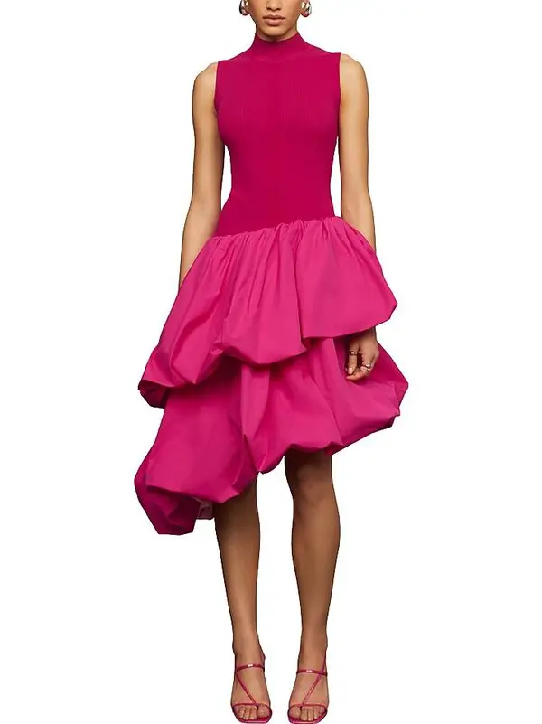 AMUR Eleonora Bubble Hem Dress - Berry Blush