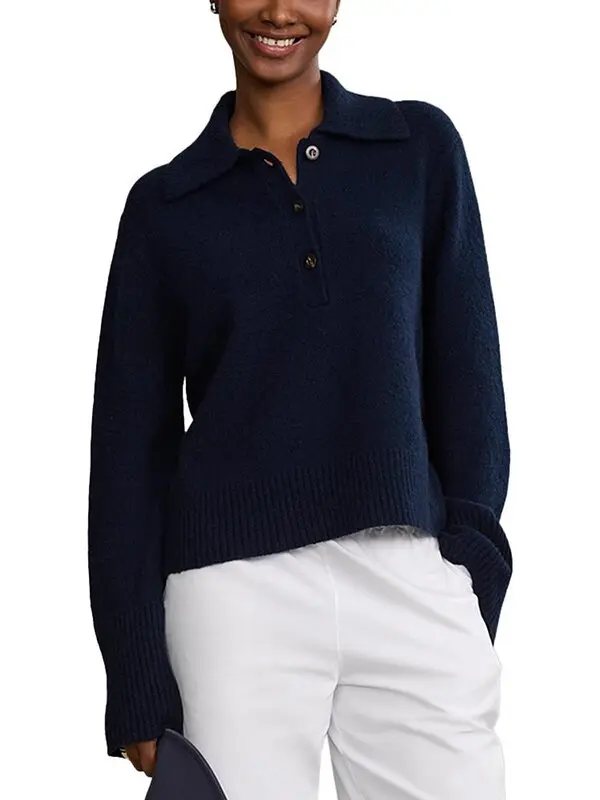 Jenni Kayne Stevie Cashmere Blend Polo Sweater - Navy