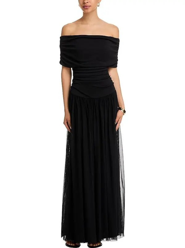 Aqua Ruched Gown - Black