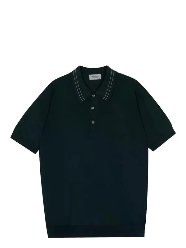 John Smedley Ribbed-collar Polo Shirt - Blue
