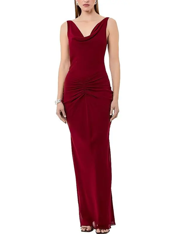 NICHOLAS Calia Sleeveless Deep Cowl Neck Maxi Dress - Plum