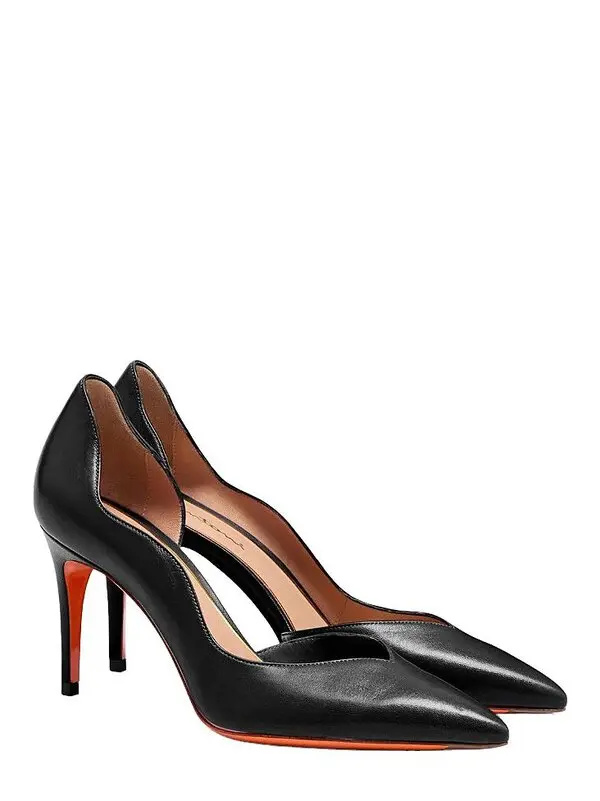 Santoni Leather High-heel Pumps - Black