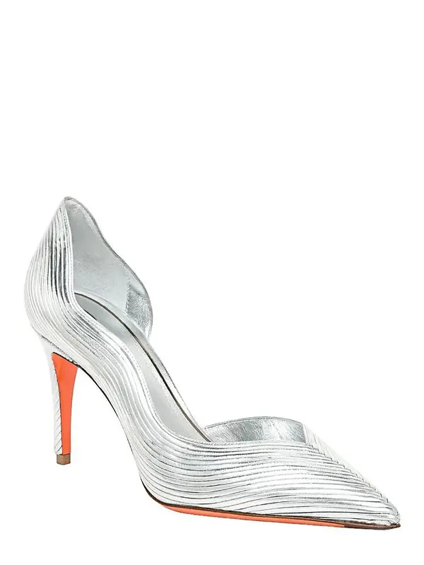 Santoni Leather High-heel Pumps - Silver