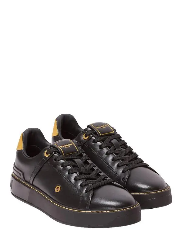 Balmain B-court Calfskin Trainers - Black