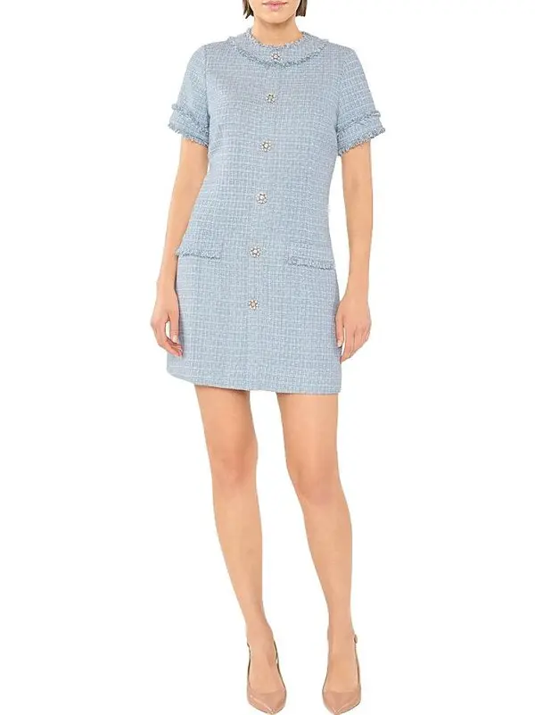 Likely Lenetta Tweed Fringe Trim Dress - Blue