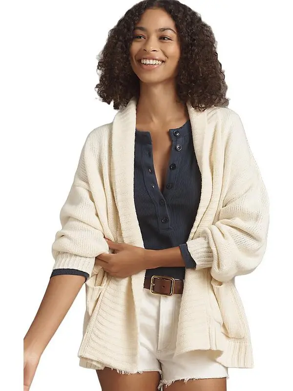 Anthropologie Slouchy Knit Cardigan Sweater - Cream