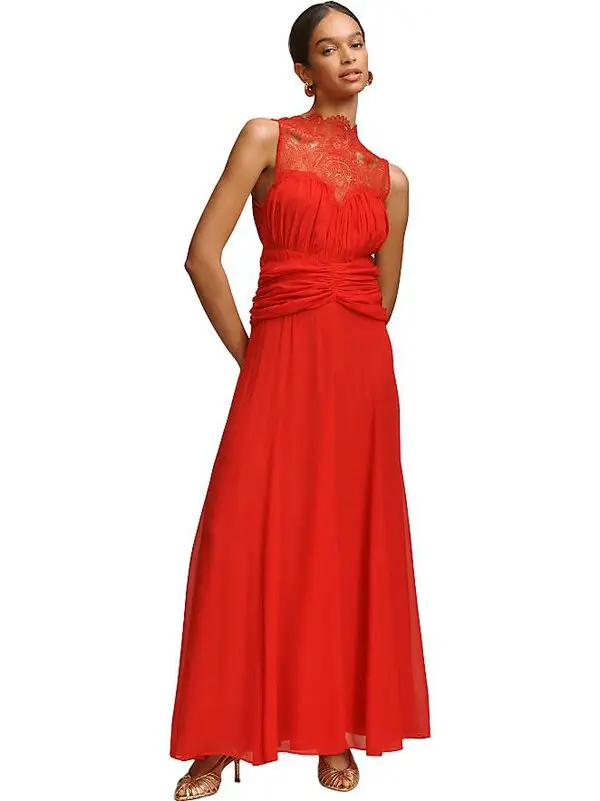 Shona Joy Emory Sleeveless Lace Maxi Dress - Chili