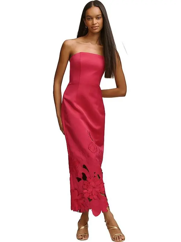 LEO LIN Rayna Strapless Appliqué Bustier Maxi Dress - Rosa