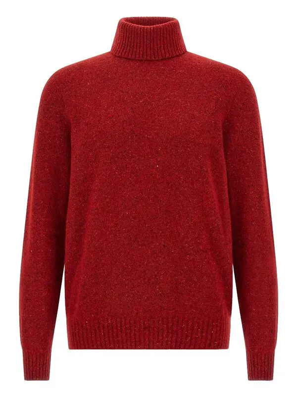 Brunello Cucinelli High Neck Alpaca And Silk Sweater - Red