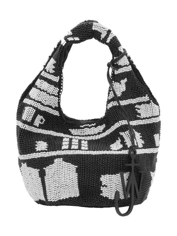 JW Anderson Mini Beaded Shopper Bag - Black/white