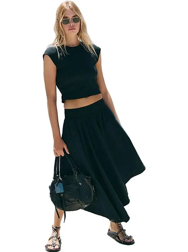 Free People Annette Tee Skirt Set - Black