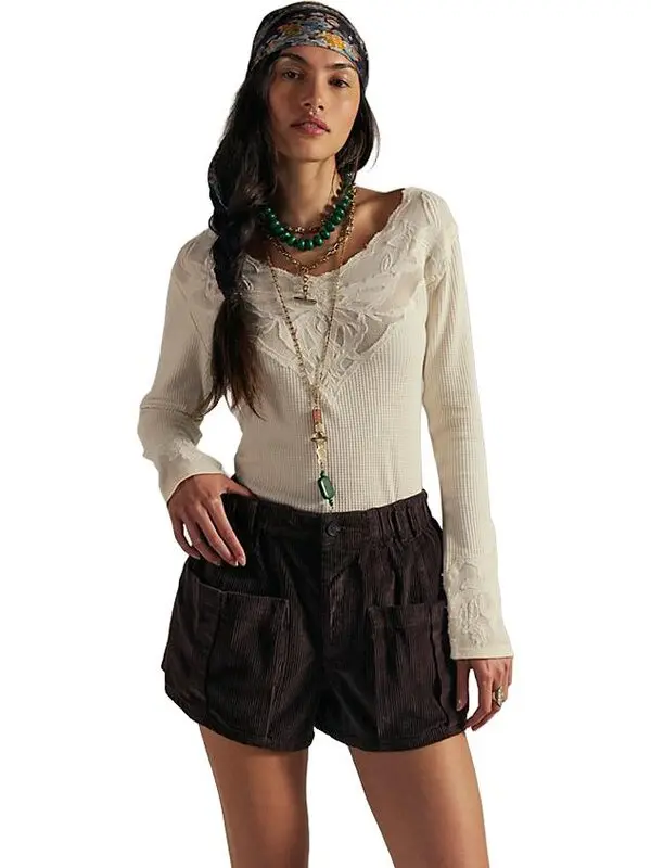 Free People We The Free Shot Caller Corduroy Shorts - Double Espresso