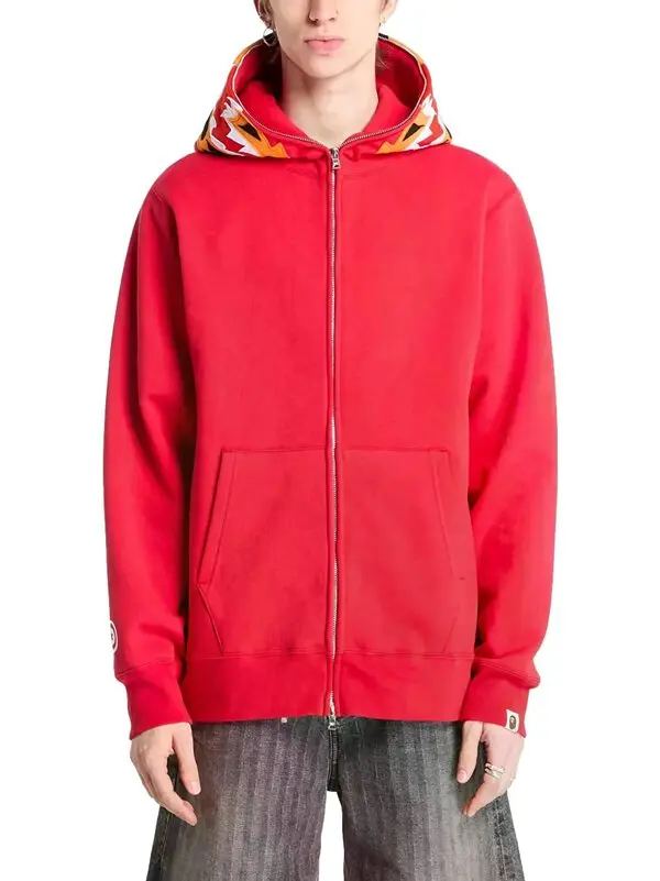 A BATHING APE Tiger-embroidered Zip-up Hoodie - Red