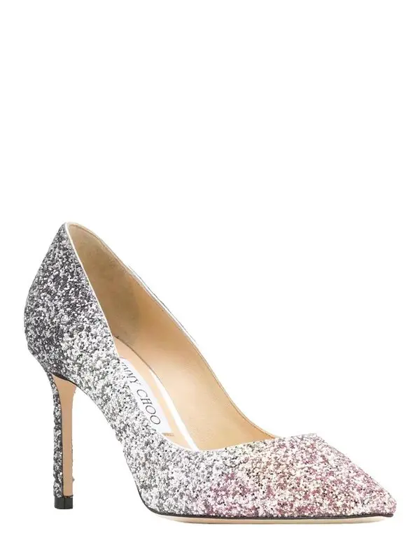 JIMMY CHOO Romy Glitter-embellished Pumps - Silver
