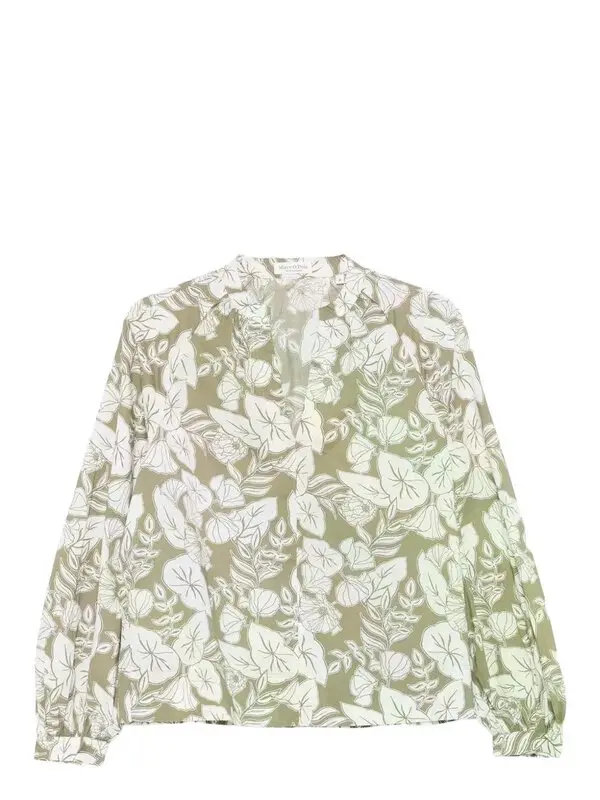 Marc O'polo Floral-print V-neck Blouse - Green