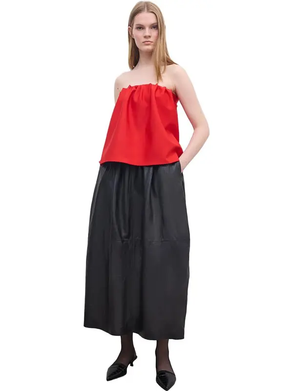 HOUSE OF DAGMAR Ruched Tube Top - Red