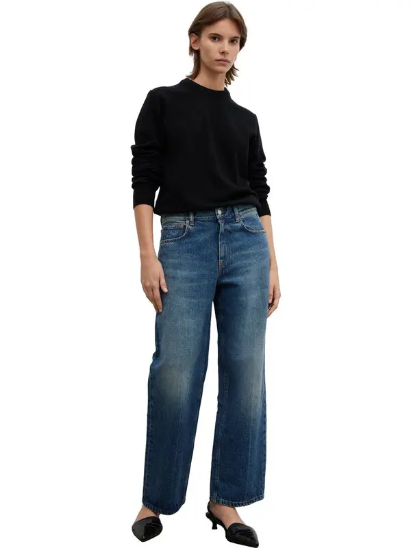HOUSE OF DAGMAR Mid-rise Straight Leg Cropped Denim - Vintage Blue
