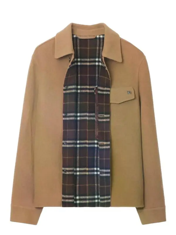 Burberry Button-closure Wool Overshirt - 8 Camel Brown/treacle Brown