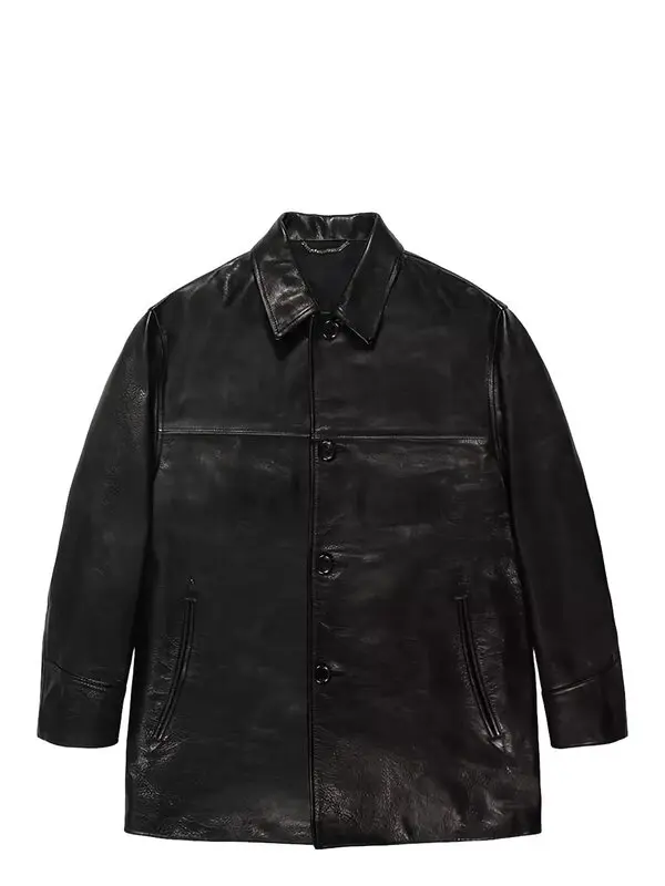 WACKO MARIA Button-fastening Leather Jacket - Black