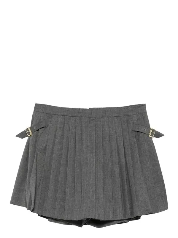 Sandro Pleated Skorts With Buckle Detail - Grey