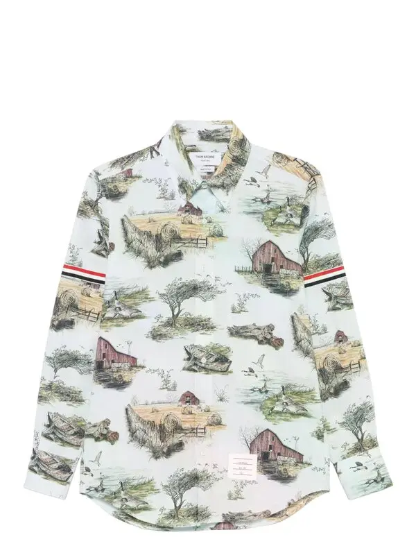 Thom Browne Graphic-print Shirt - Blue