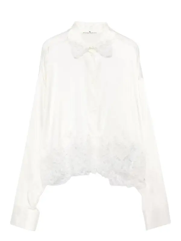 Ermanno Scervino Lace-trimmed Long-sleeve Shirt - Neutrals