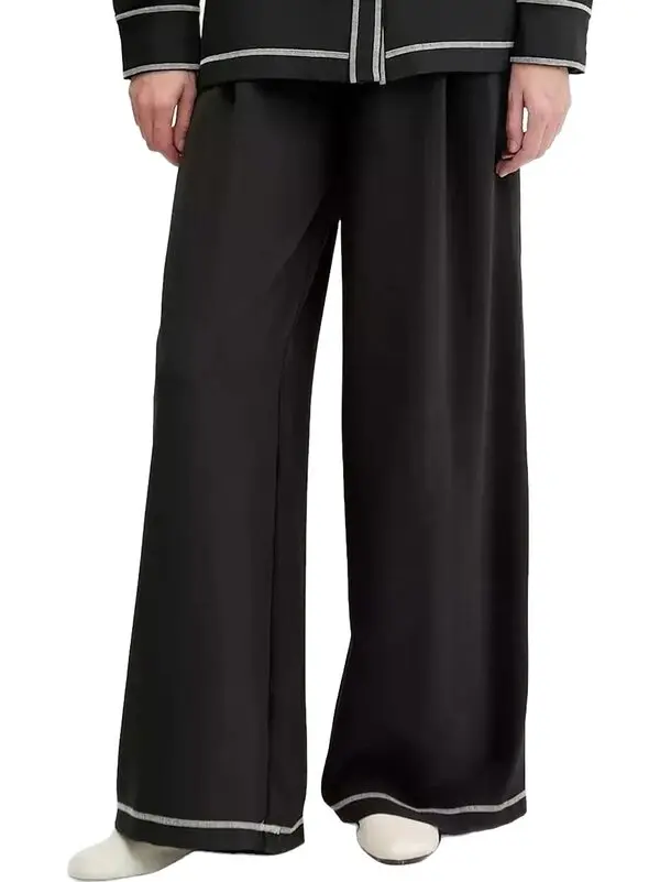 Stine Goya Contrast Stitch Wide-leg Trousers - Black