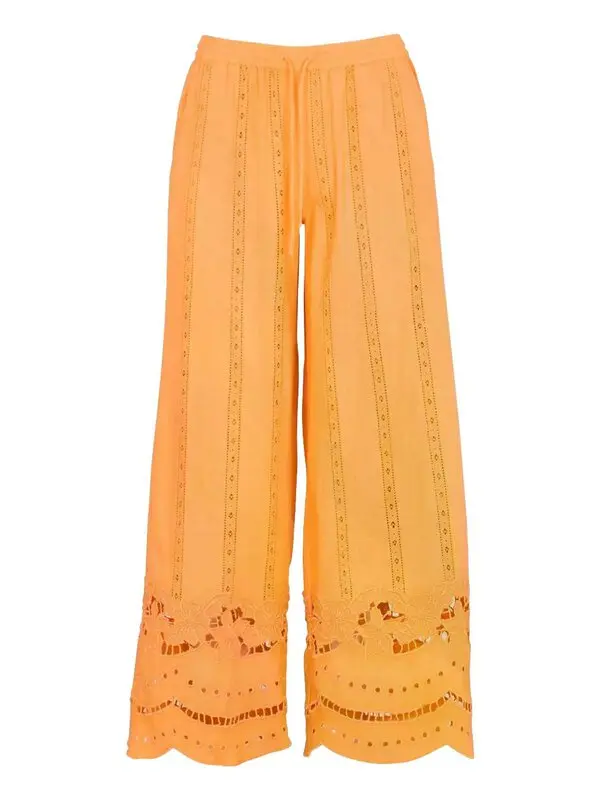 DAMSON MADDER Eyelet-embroidered Trousers - Orange