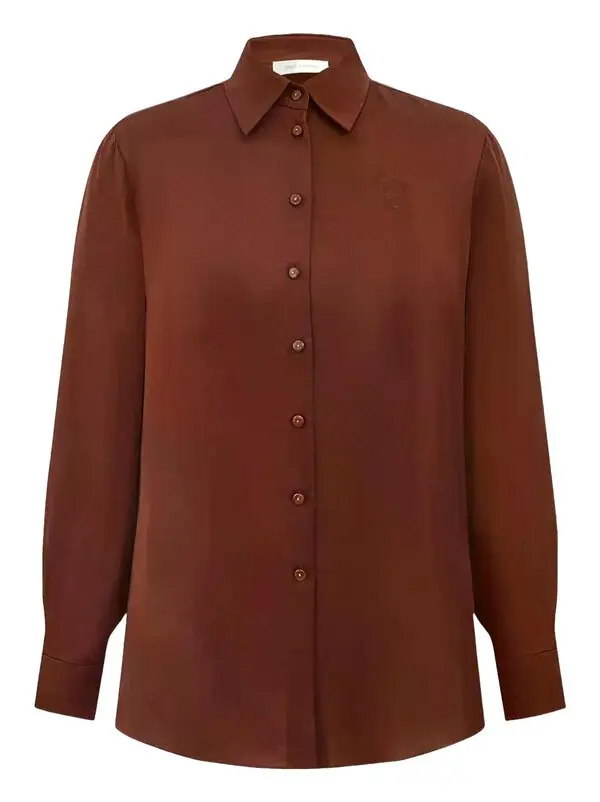 Zimmermann Long-sleeve Silk Shirt - Brown