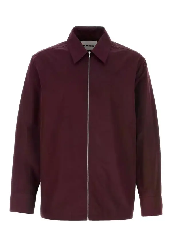 JIL SANDER Zip-front Poplin Shirt - Red