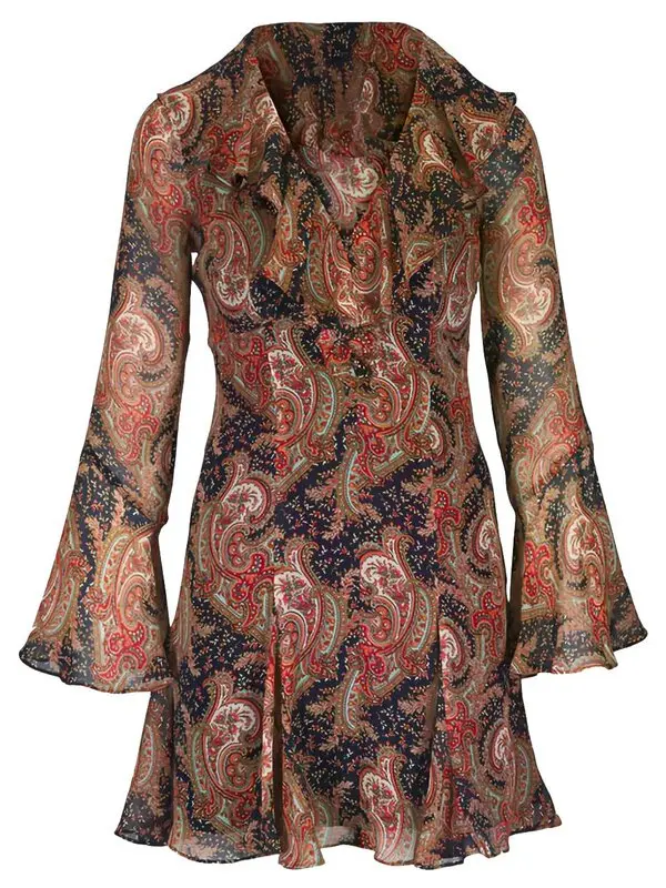 Veronica Beard Adrienne Paisley-print Mini Dress - Brown