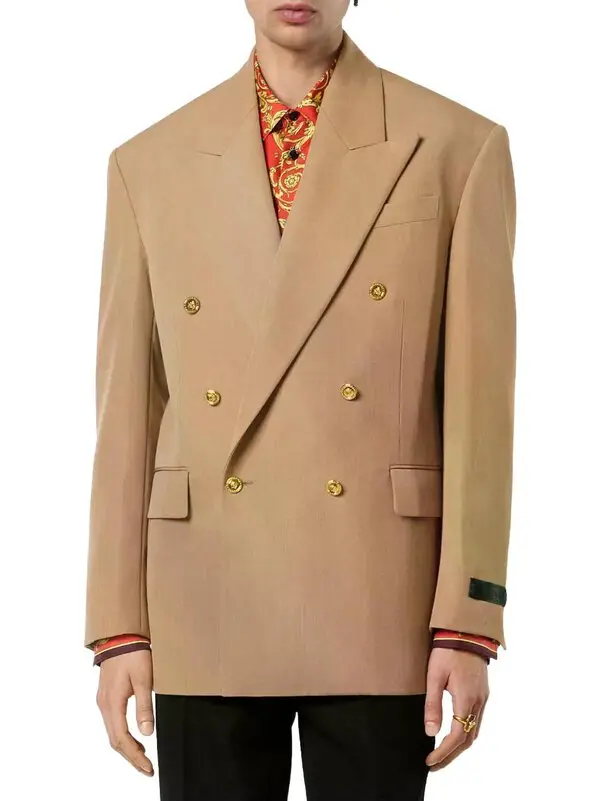 Versace Double-breasted Gold-button Blazer - Neutrals