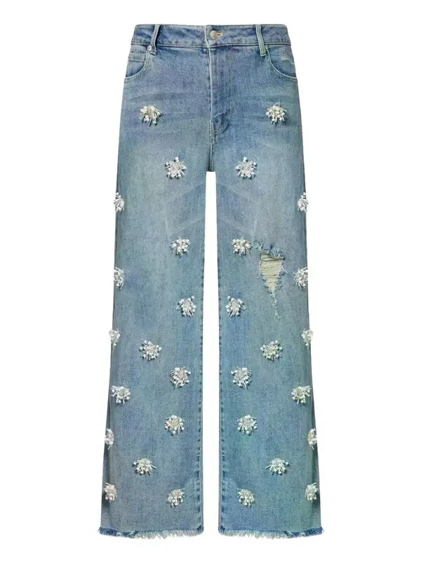 Simkhai Jude Embellished Frayed Jeans - Blue