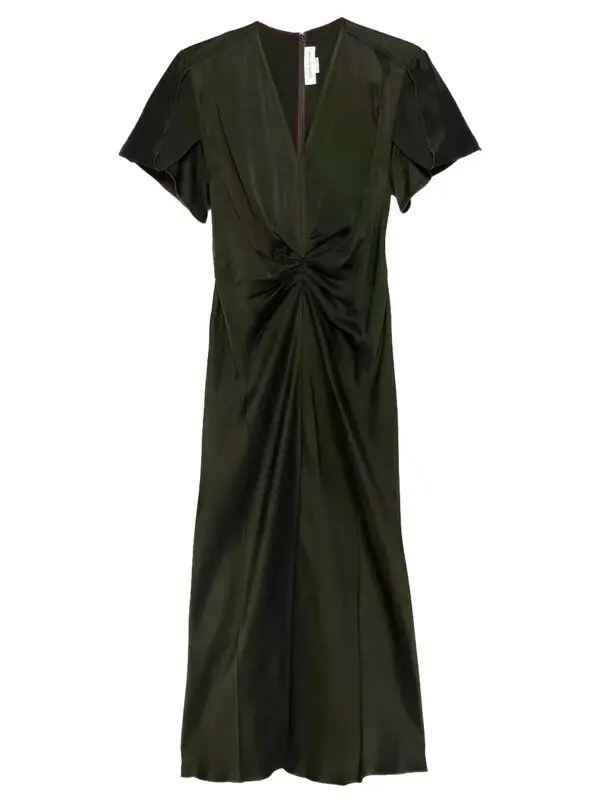 Victoria Beckham Twisted V-neck Midi Dress - Green