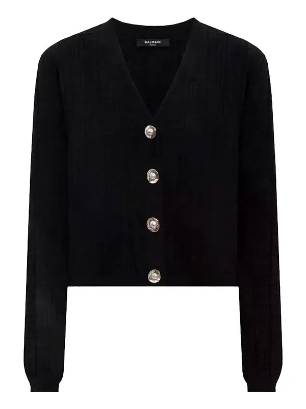 Balmain V-neck Buttoned Cardigan - Black