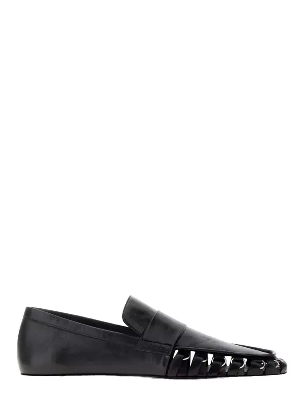 JIL SANDER Nikki Chain-trimmed Leather Loafers - Black